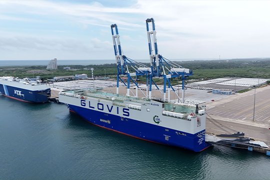 Glovis Dual Fuel LNG RORO Carrier Docks at Hambantota International ...